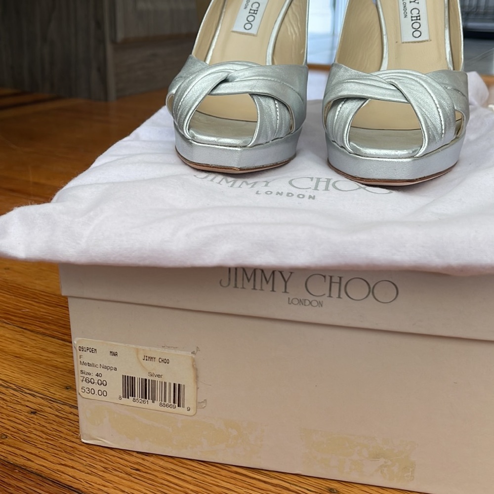 Jimmy Choo Silver Metallic Heels - Gem